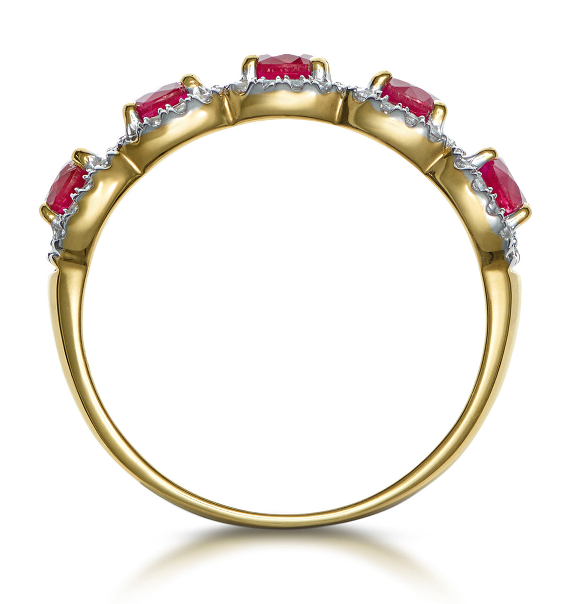 Ruby and Diamond Halo 5 Stone Asteria Ring in 18K Gold – The Diamond Store