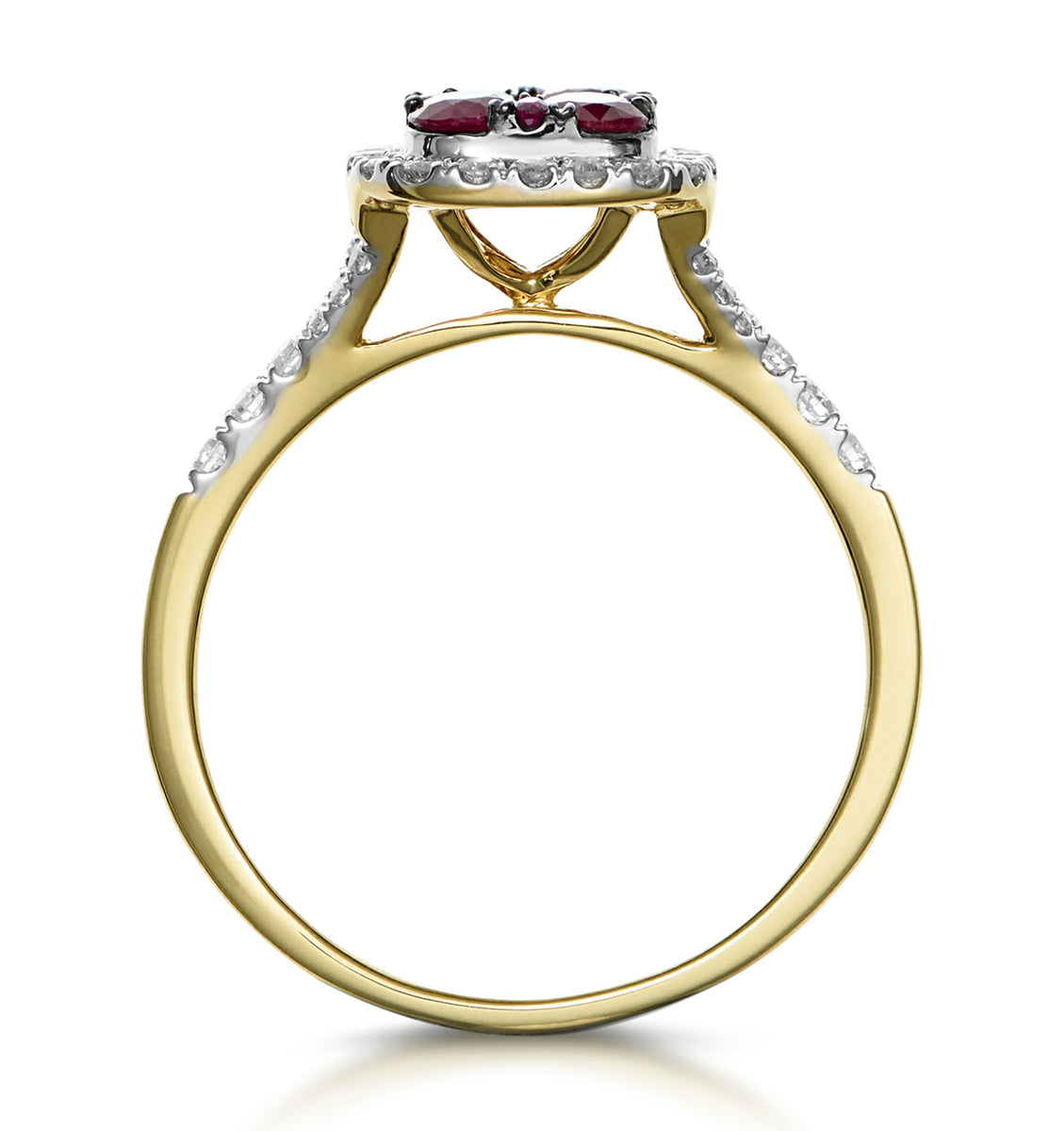 Ruby and Diamond Halo Square Ring in 18K Gold - Asteria Collection ...