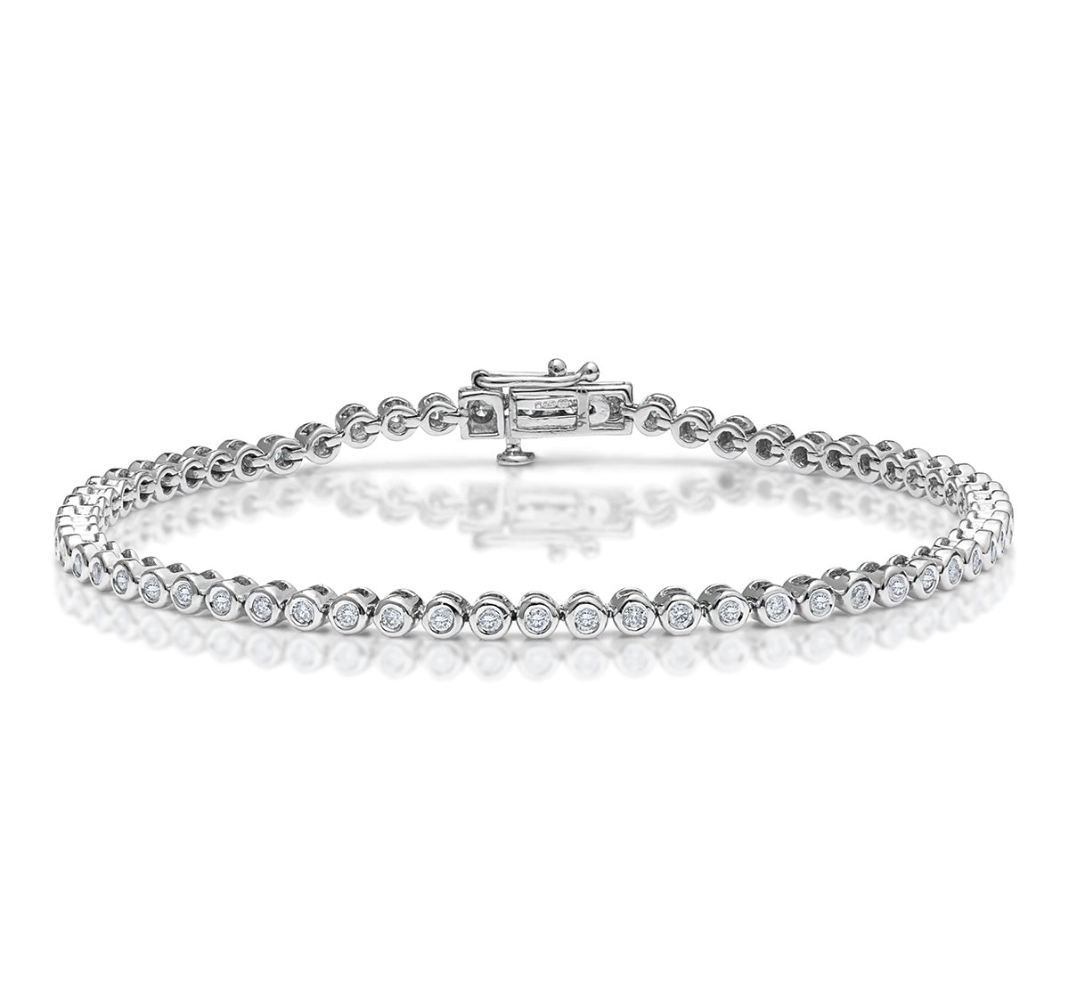 1ct Lab Diamond Tennis Bracelet Rub Over Style in 925 Sterling Silver ...
