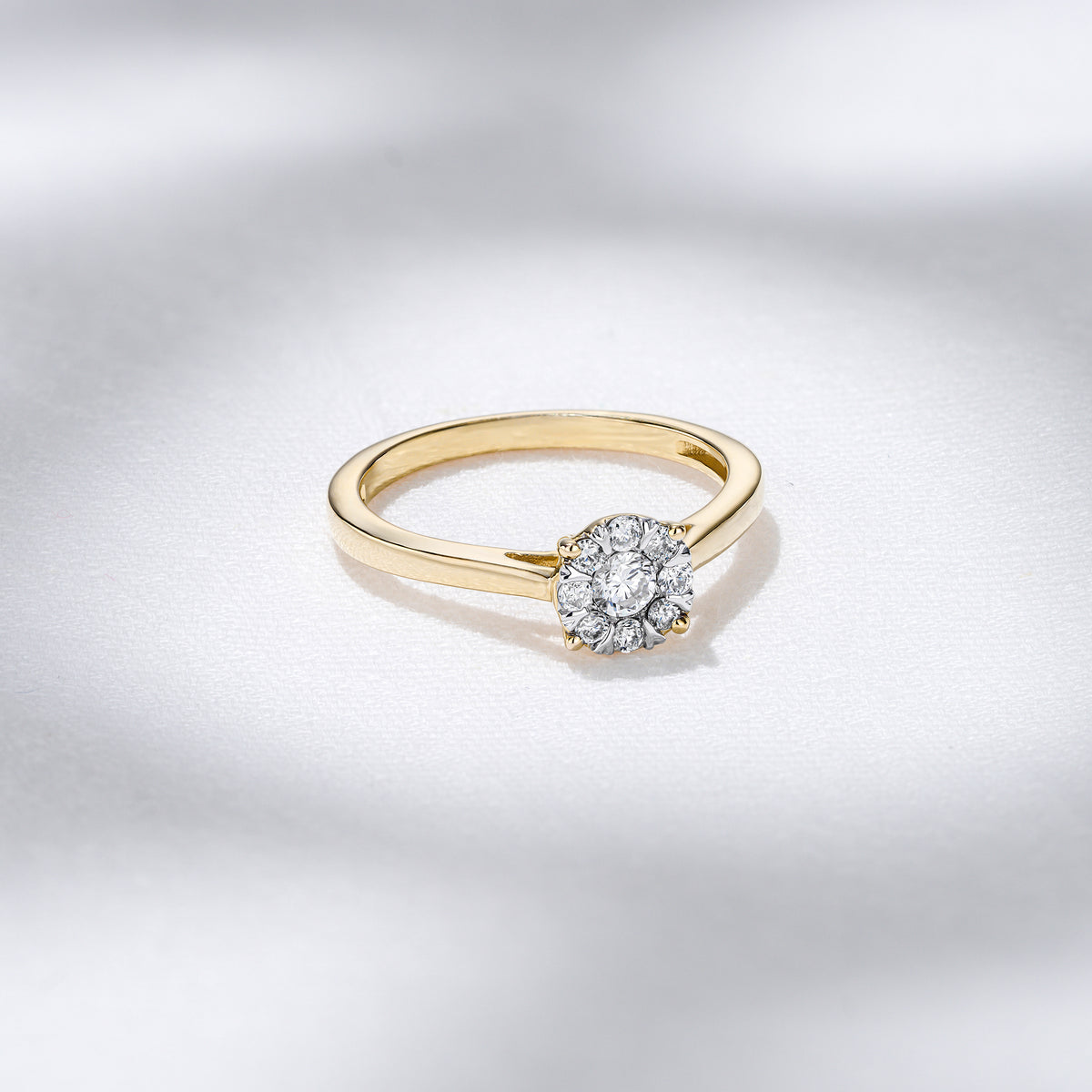 0.25ct Lab Diamond Cluster Solitaire Ring H/Si in 18K Gold Vermeil ...