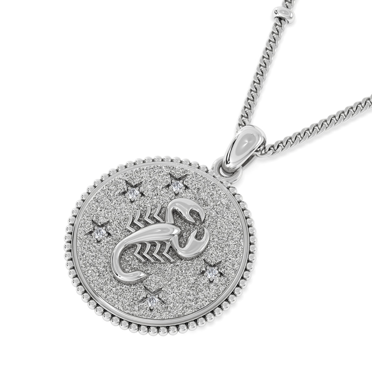 Zodiac Scorpio Necklace Medallion Lab Grown 0.02ct in 925 Silver – The ...
