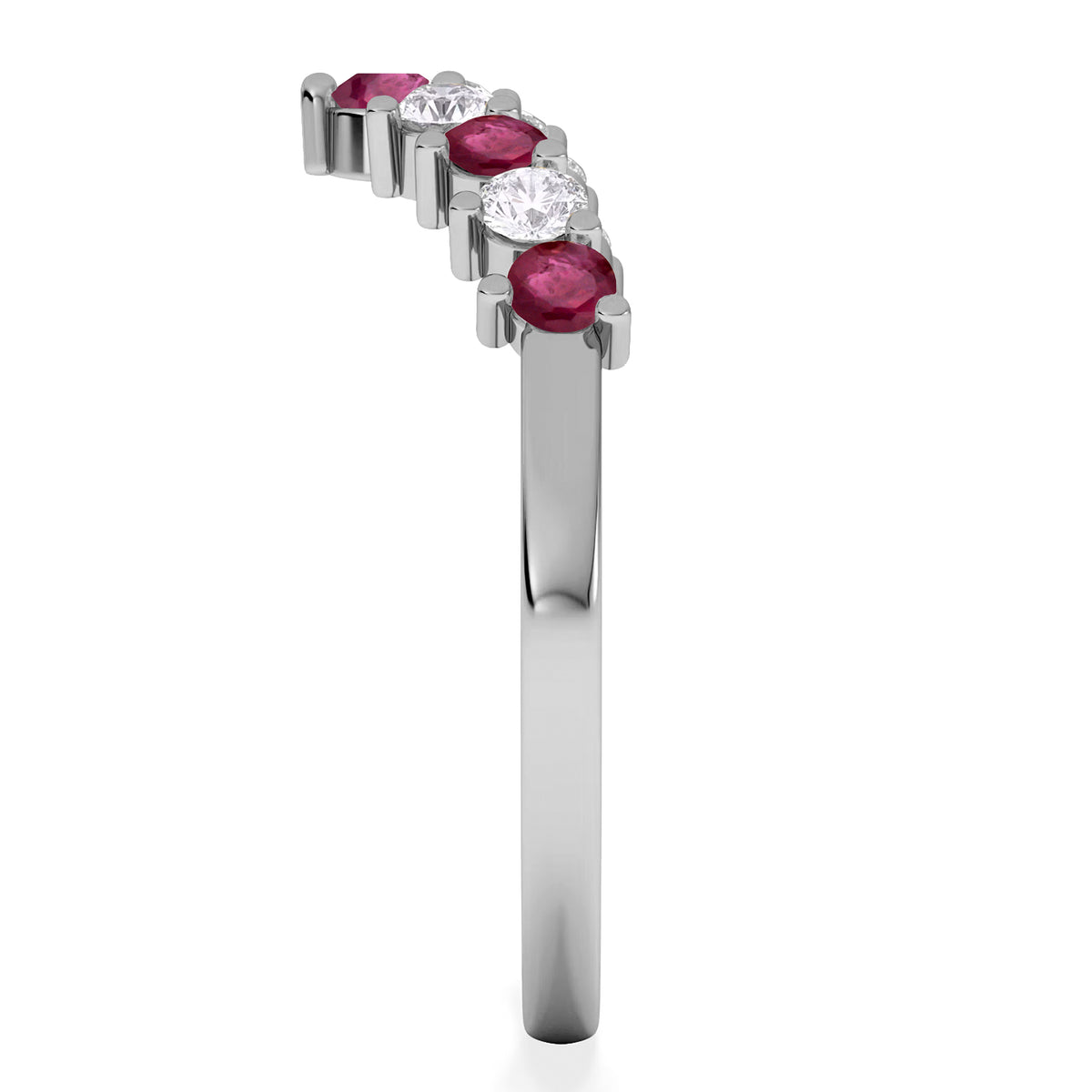 Ruby and Lab Diamond Wishbone Ring in 9K White Gold – The Diamond Store