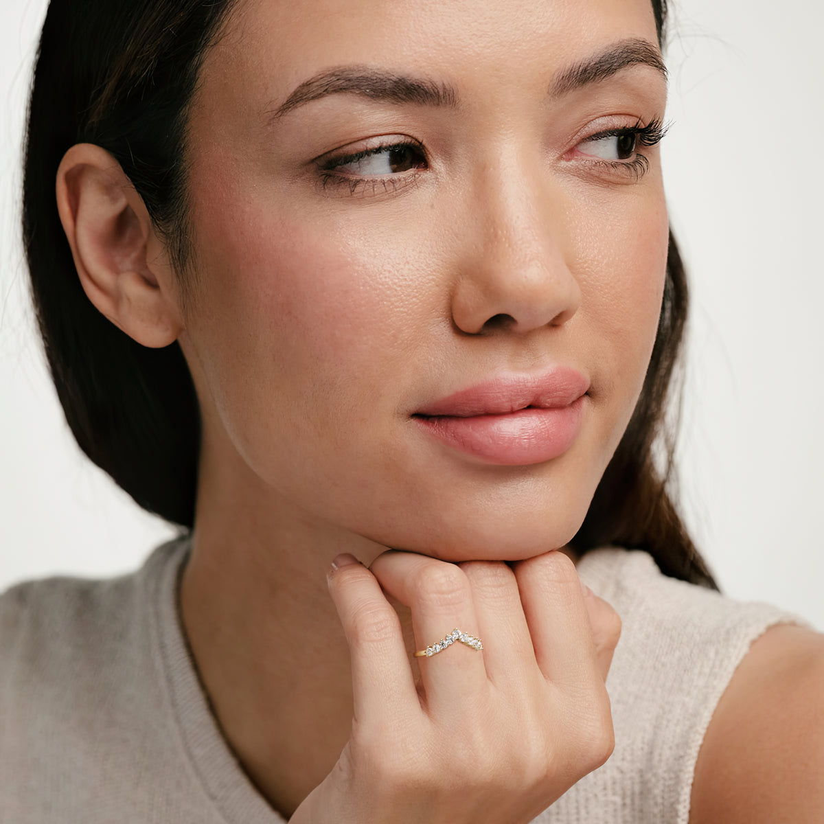 0.50ct Lab Diamond Wishbone Ring H/Si Quality in 9K Yellow Gold – The ...