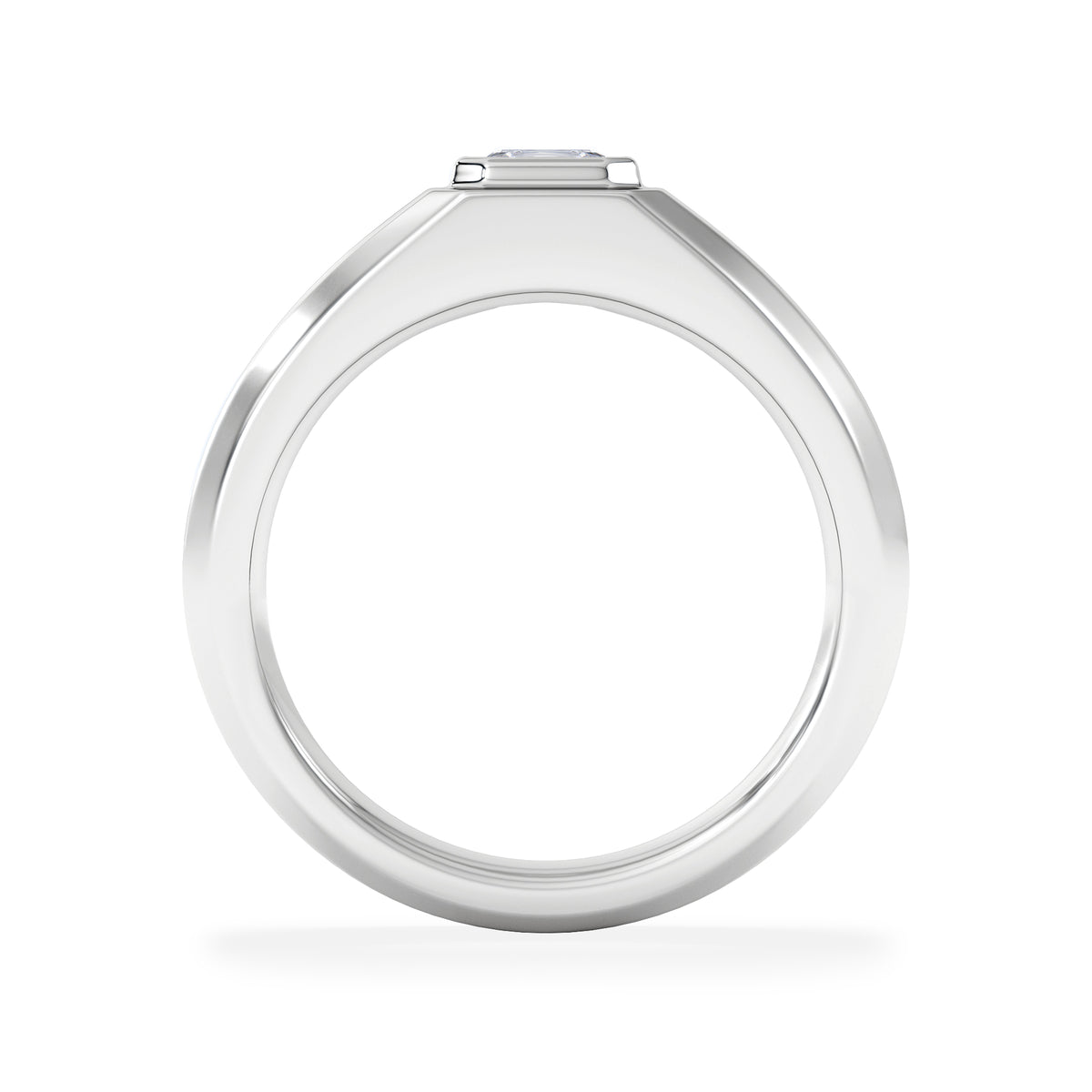 Mens Lab Diamond Signet Ring 0.50ct Asscher Cut Set in 9k White Gold ...