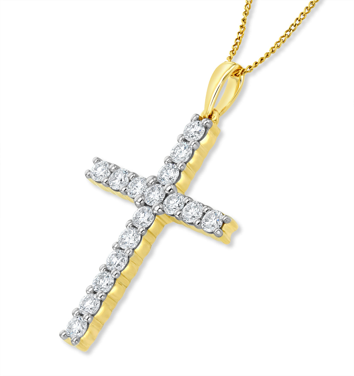 1ct Lab Diamond Cross Claw Set Necklace Pendant H/Si in 9K Gold – The ...