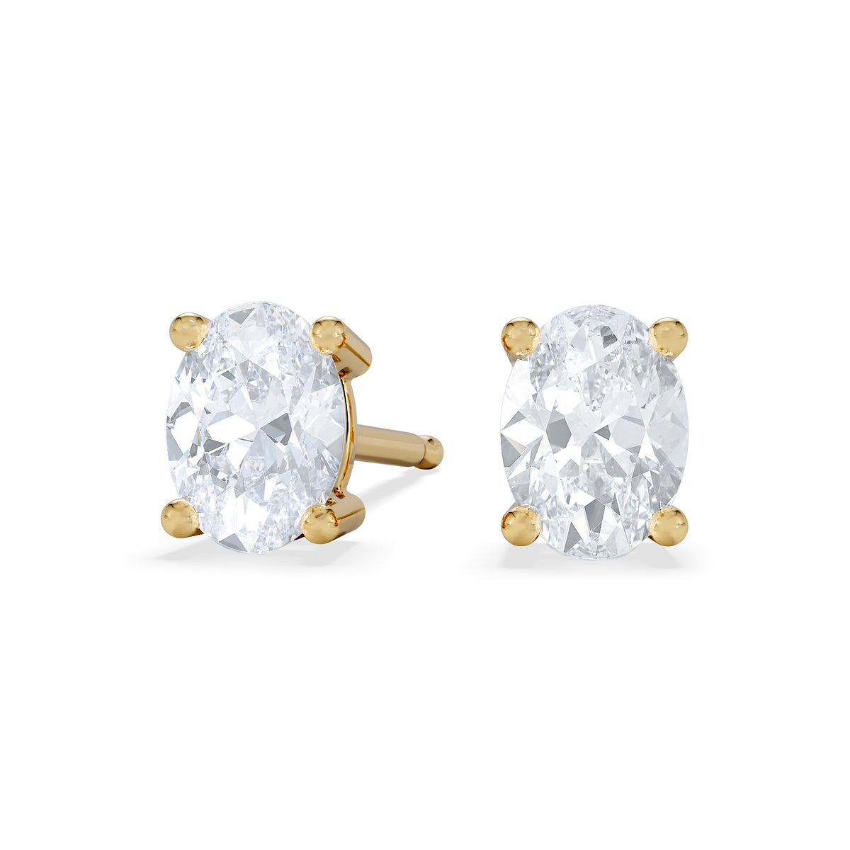 Naomi Oval Cut Lab Diamond Stud Earrings 1.00ct H/SI in 9K Gold – The ...