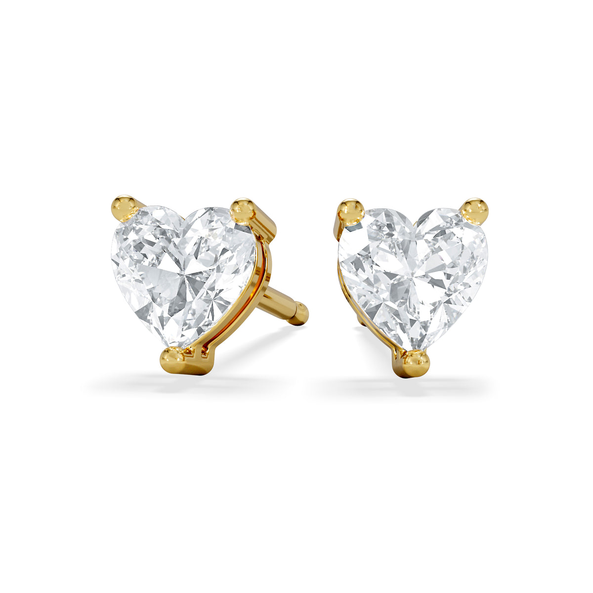 Naomi Heart Cut Lab Diamond Stud Earrings 1.00ct H/SI in 9K Gold – The ...