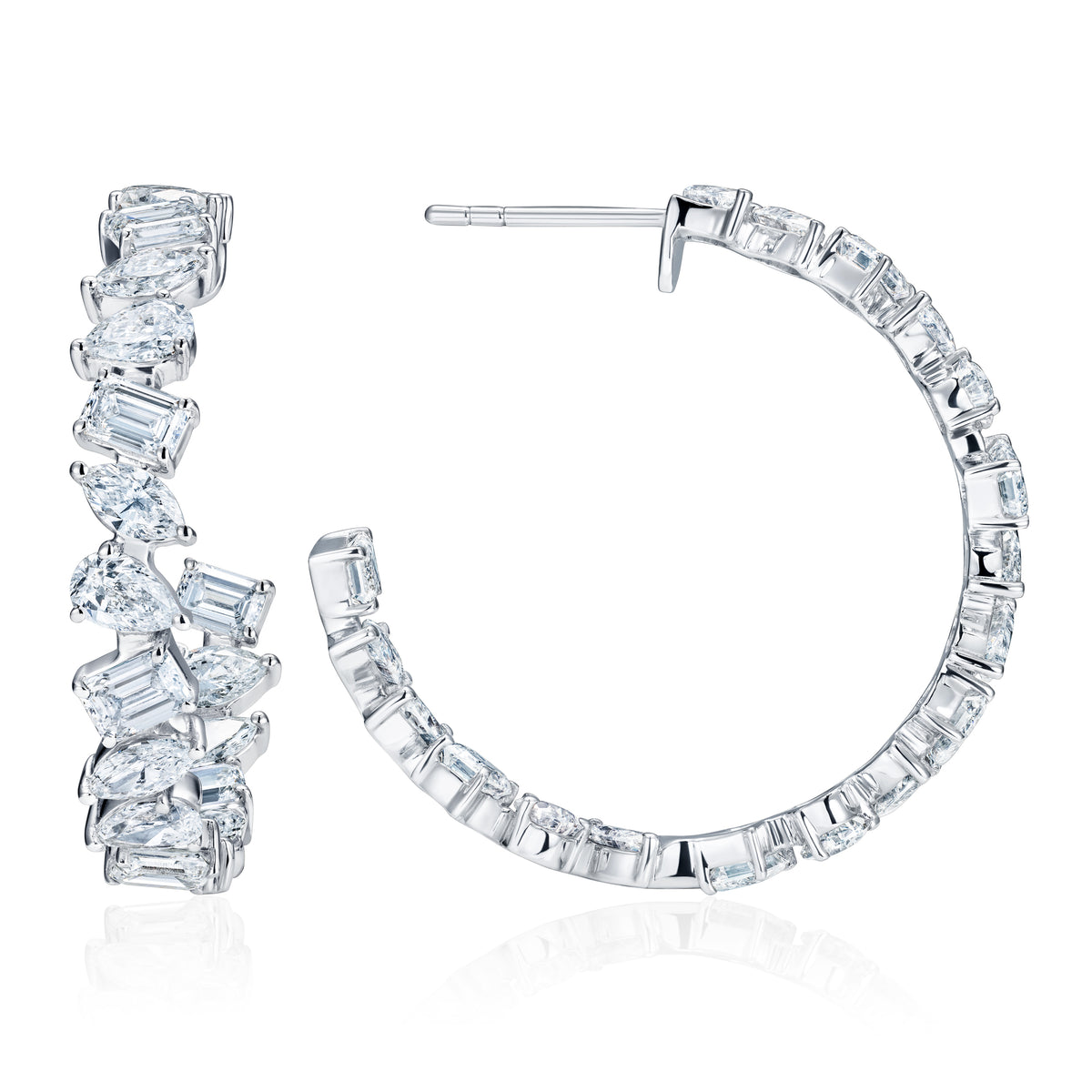LUXE 8.00ct Lab Diamond Hoop Earrings with IGI Certified Mixed-Cut Dia ...