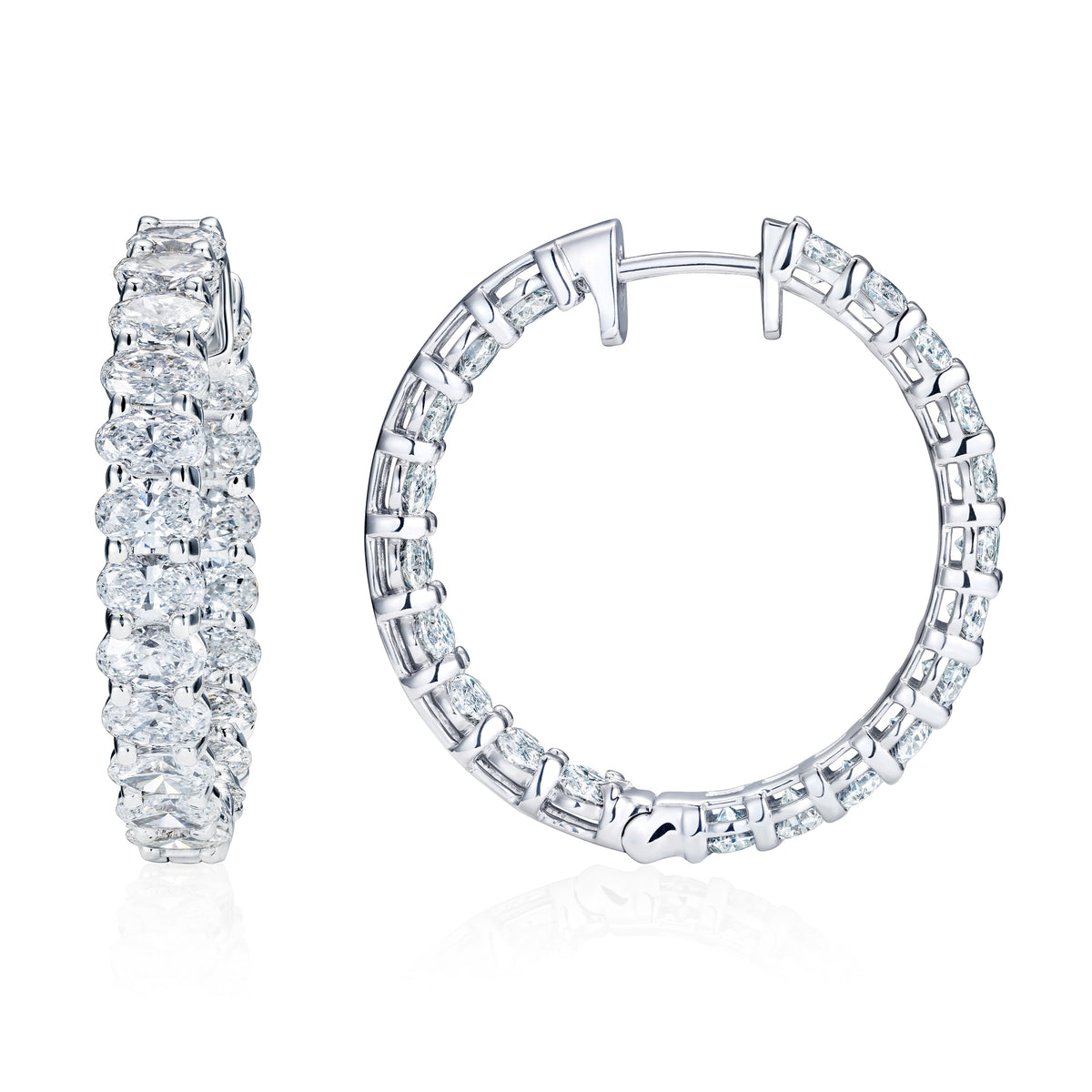 LUXE 8.00ct Lab Diamond Hoop Earrings with IGI Certified Oval-Cut Diam ...