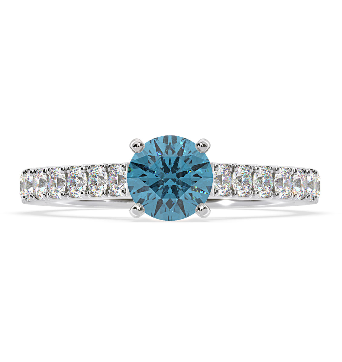 Natalia Blue Lab Diamond 1.50ct Side Stone Ring in Platinum - Elara ...