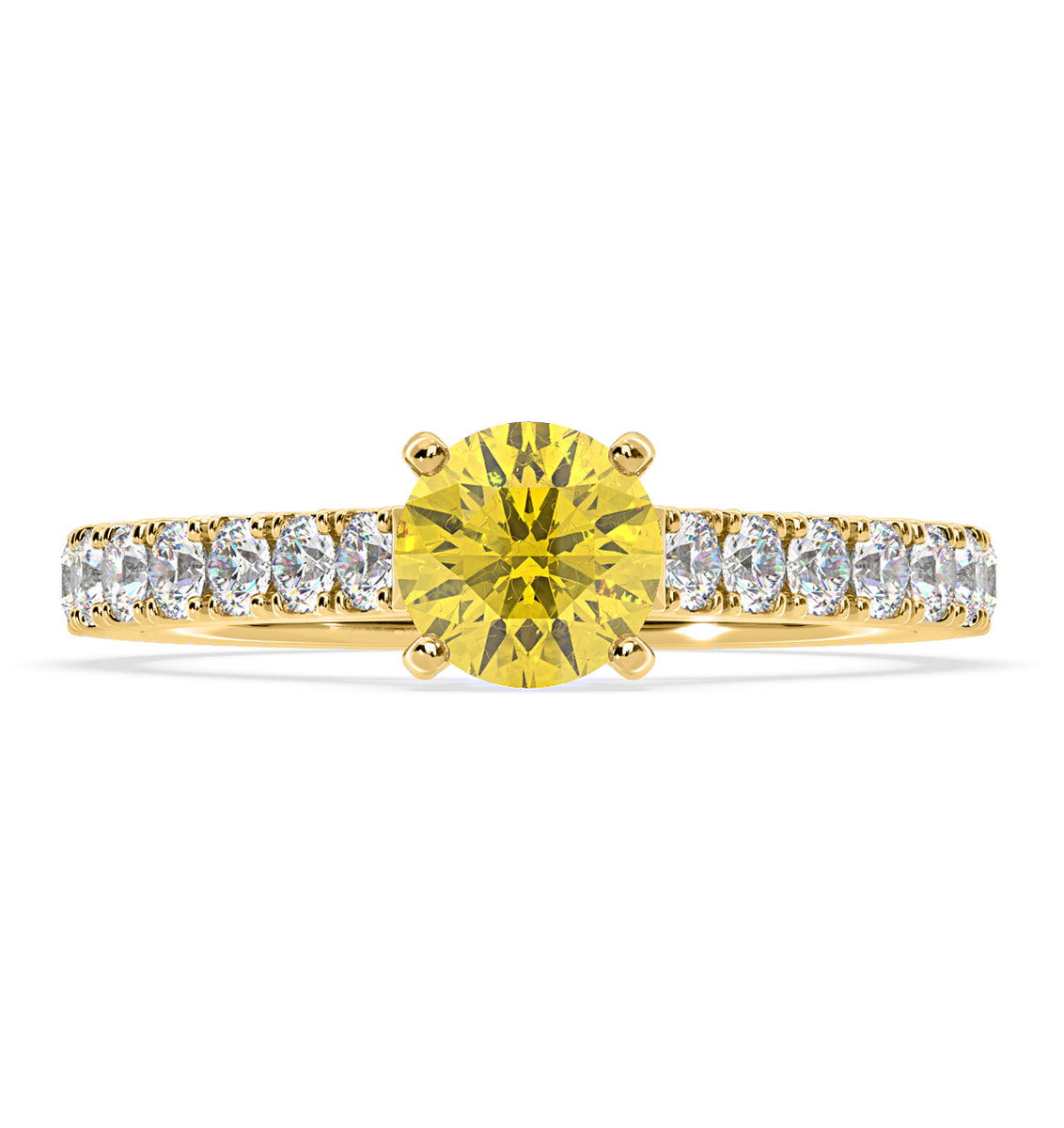 Natalia Yellow Lab Diamond 1.50ct Side Stone Ring in 18K Yellow Gold ...