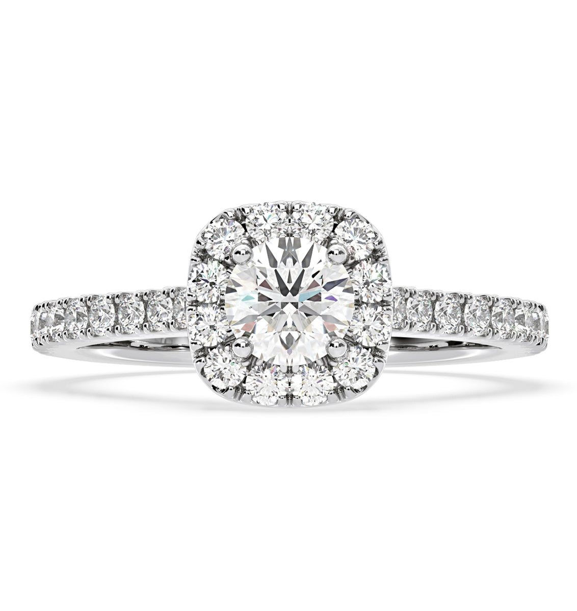 Elizabeth Diamond Halo Engagement Ring in Platinum 1.00ct G/VS2 – The ...