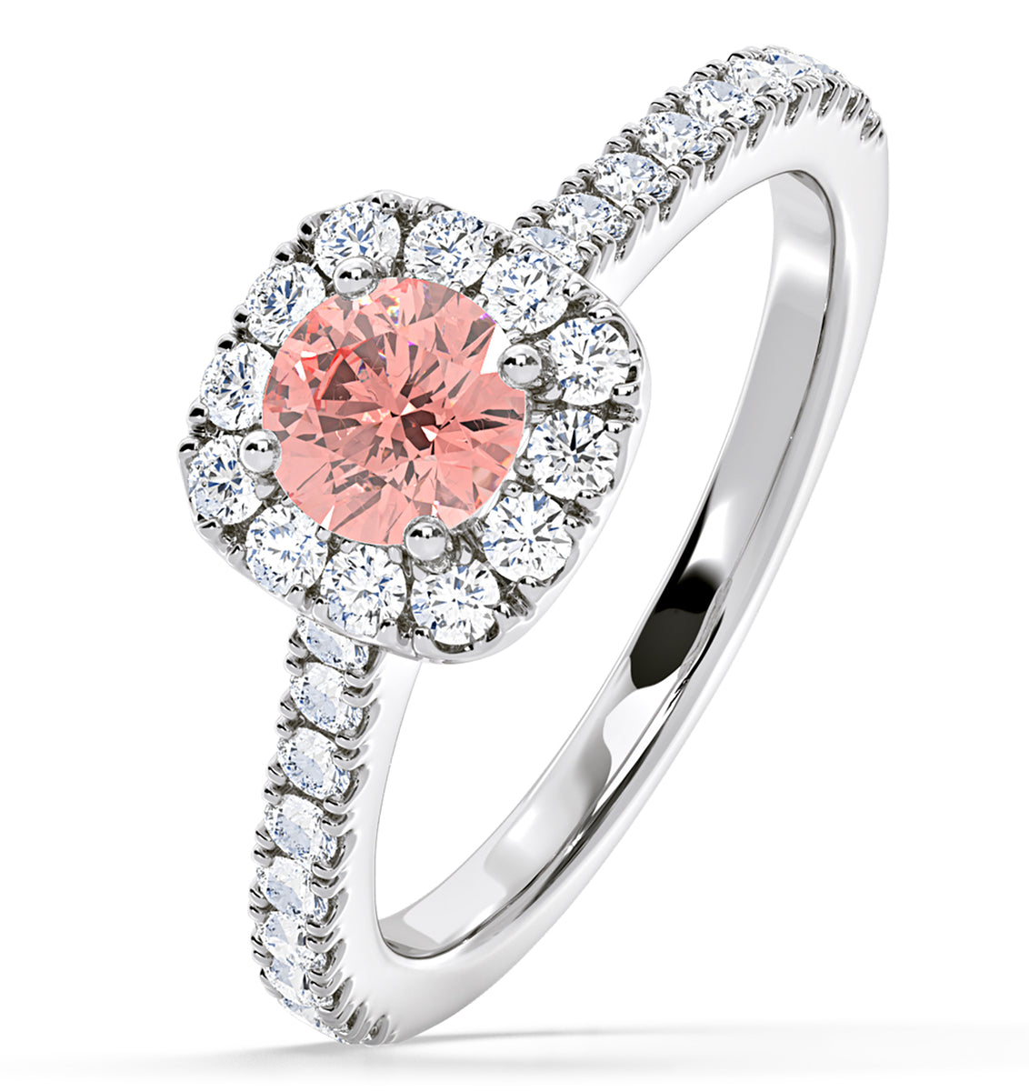 Elizabeth Pink Lab Diamond 1.00ct Halo Ring in 18K White Gold - Elara ...