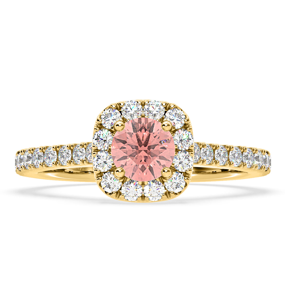 Elizabeth Pink Lab Diamond 1.00ct Halo Ring in 18K Yellow Gold - Elara ...