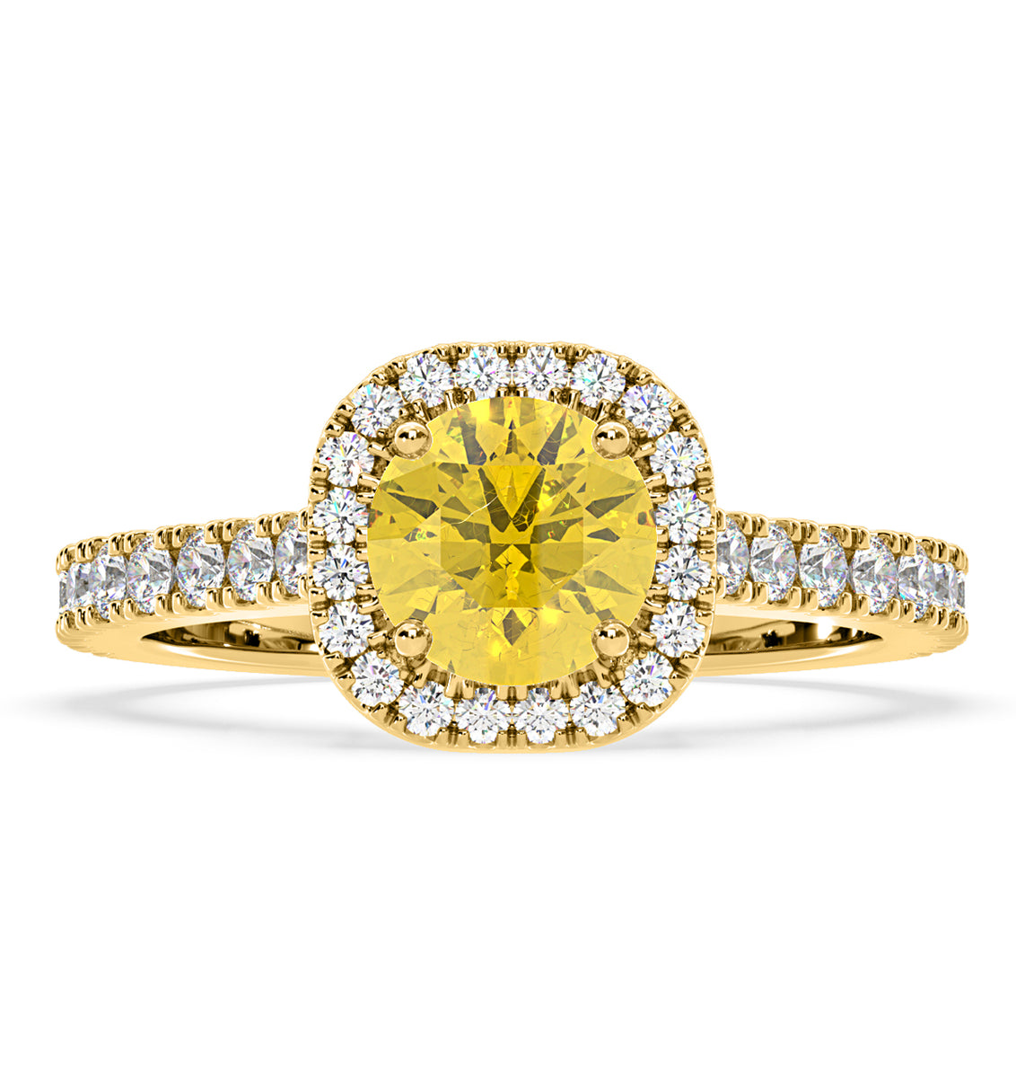 Elizabeth Yellow Lab Diamond 1.70ct Halo Ring in 18K Yellow Gold ...