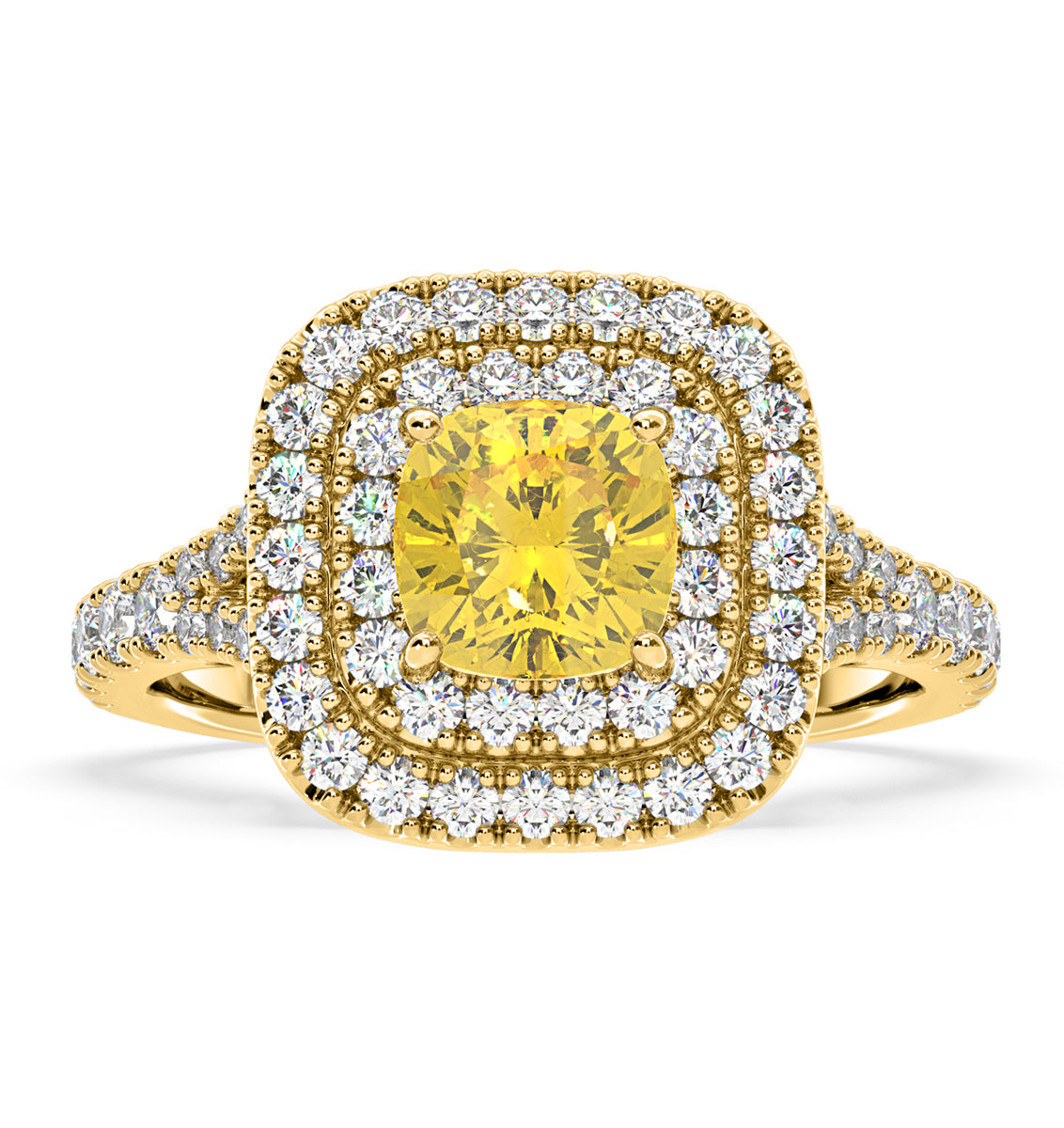 Anastasia Yellow Lab Diamond 1.65ct Halo Ring in 18K Yellow Gold ...