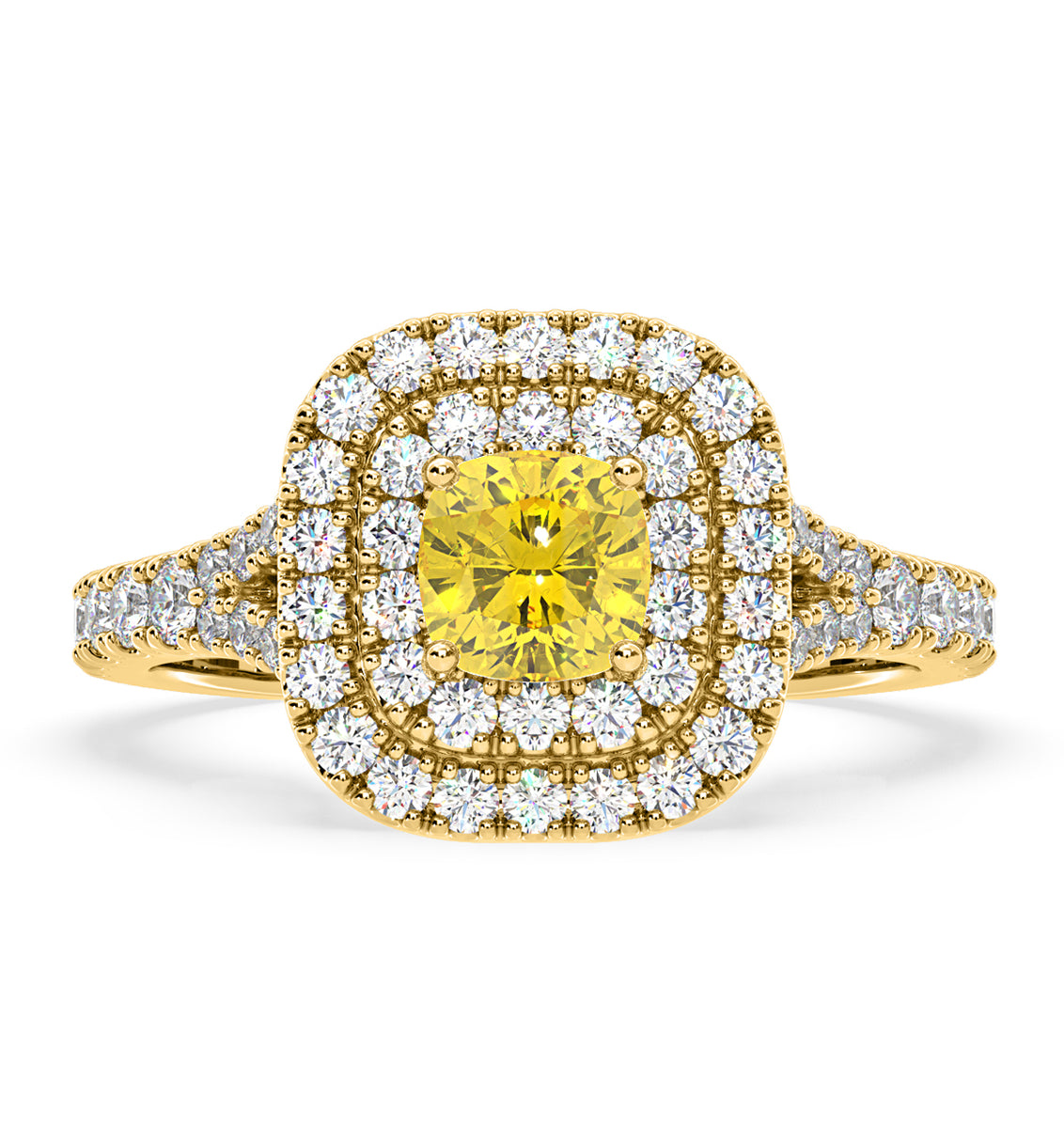 Anastasia Yellow Lab Diamond 1.30ct Halo Ring in 18K Yellow Gold ...
