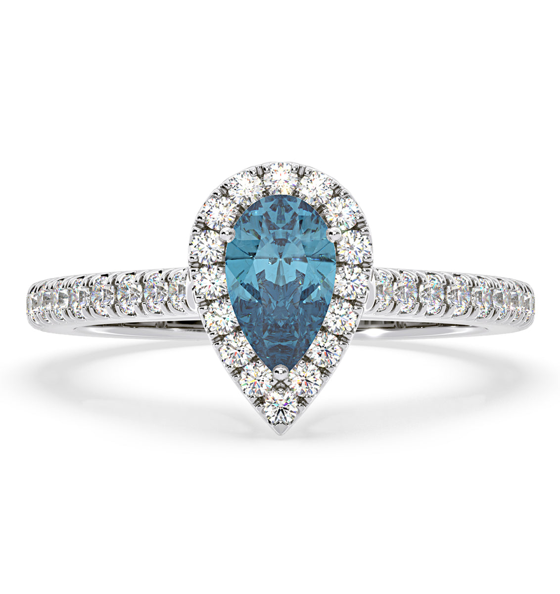 Diana Blue Lab Diamond Pear Halo Ring 1.00ct in Platinum - Elara ...