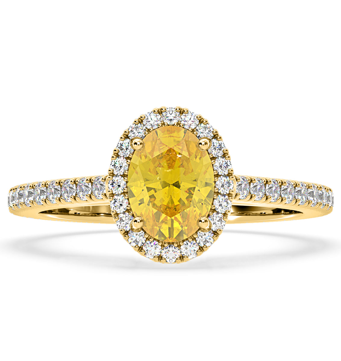 Georgina Yellow Lab Diamond Oval Halo 1.60ct Ring in 18K Yellow Gold ...