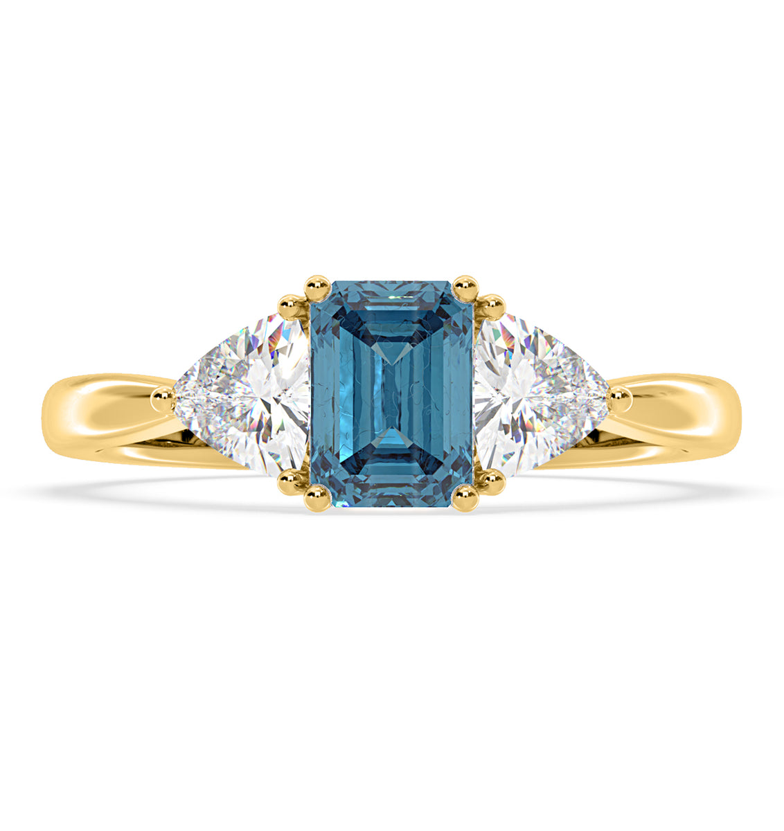 Aurora Blue Lab Diamond Emerald Cut and Trillion 1.70ct Ring in 18K ...