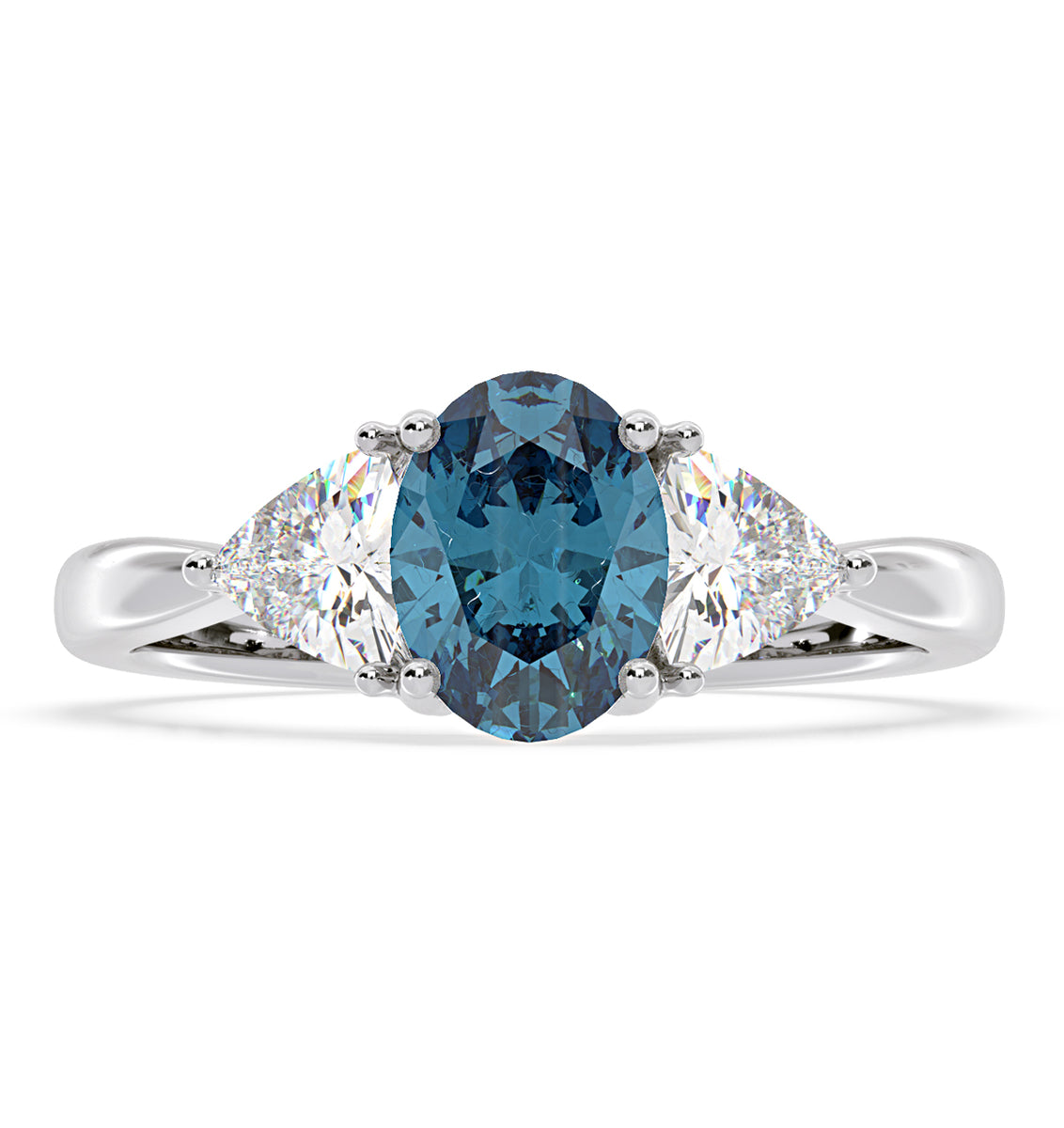 Dalia Blue Lab Diamond Oval with Trillions 1.70ct Ring in Platinum ...