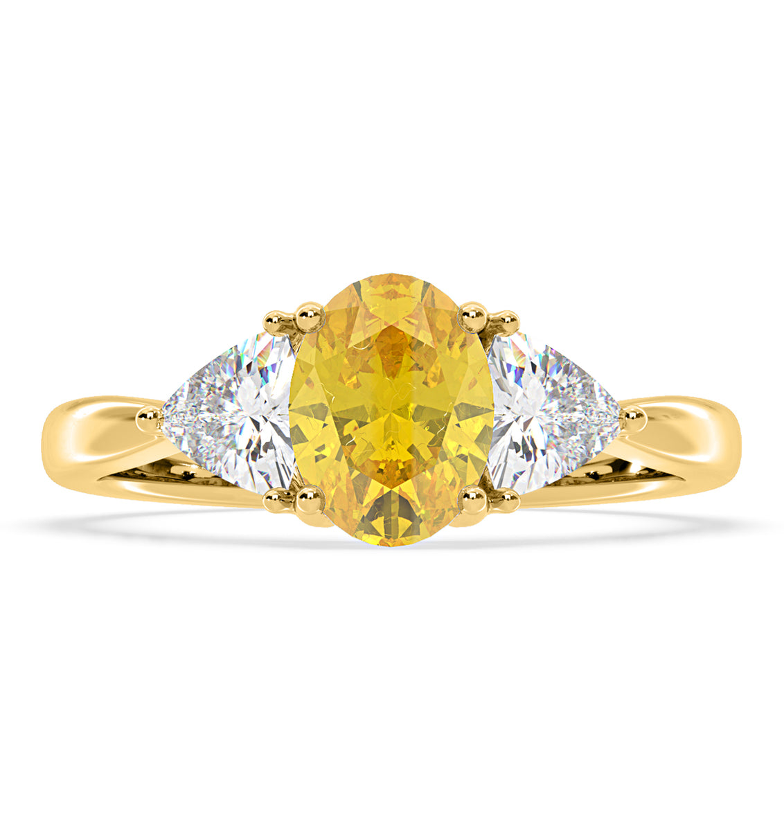 Dalia Yellow Lab Diamond Oval with Trillions 1.70ct Ring in 18K Yellow ...