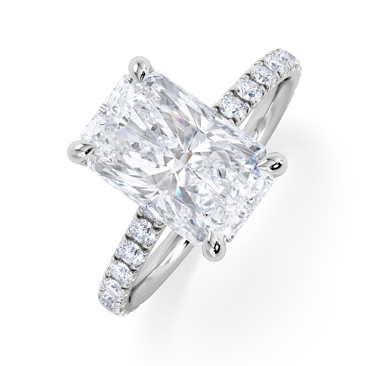 Amora Radiant 3.00ct Hidden Halo Lab Diamond Engagement Ring With Side ...