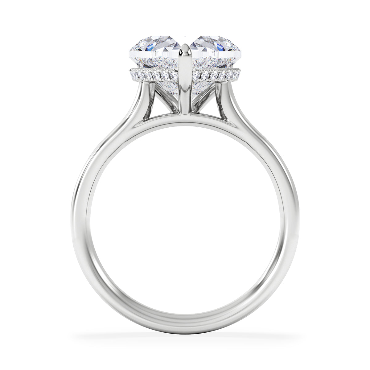 Amora Heart 0.97ct Hidden Halo Lab Diamond Engagement Ring With Side ...