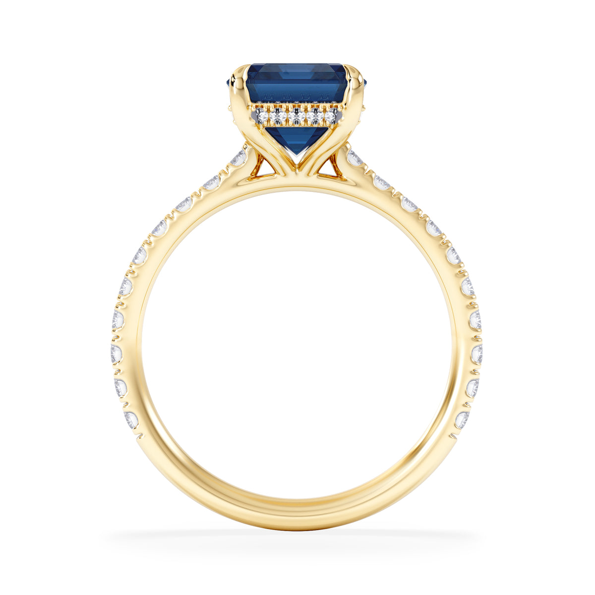 Amora Gem 2.50ct Emerald Cut Lab Sapphire Hidden Halo Engagement Ring ...