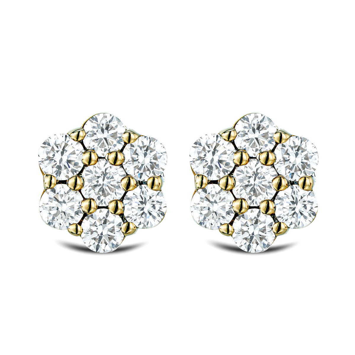 0.50ct Lab Diamond Cluster Earrings in 9K Yellow gold and H/SI Quality ...