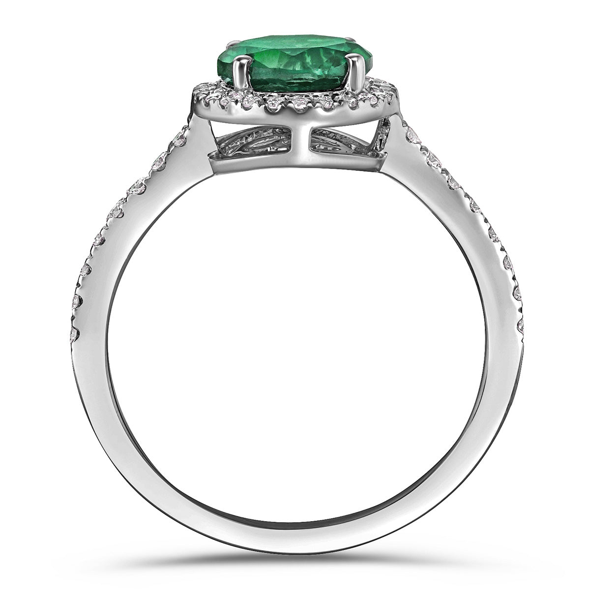 Astra 2.50ct Lab Emerald and Diamond Halo Shoulder Set Round Cut in ...