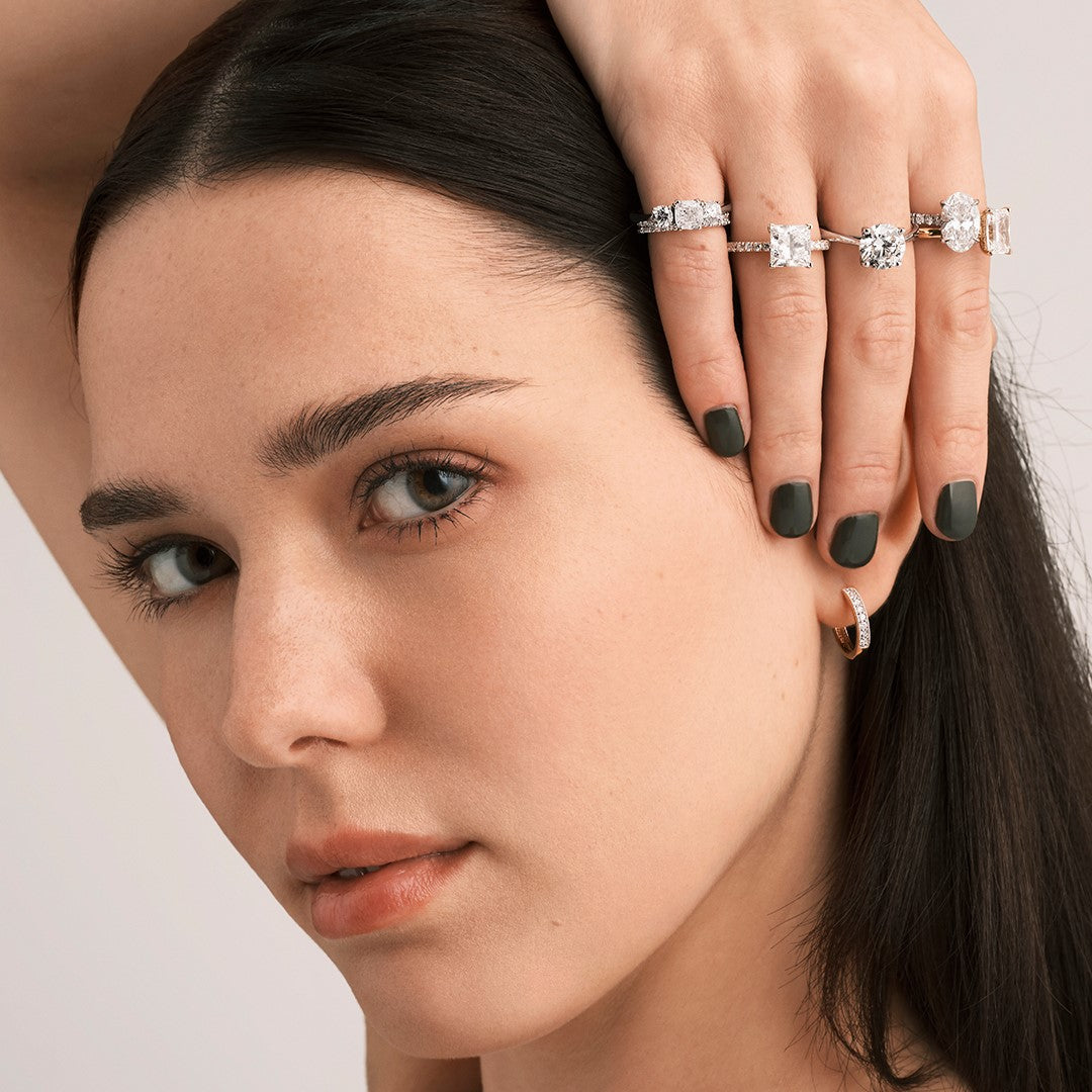 Amora Oval 3.00ct Hidden Halo Lab Diamond Engagement Ring With Side ...