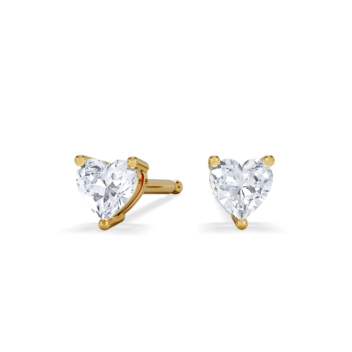 Naomi Heart Cut Lab Diamond Stud Earrings 0.30ct H/SI in 18k Gold ...