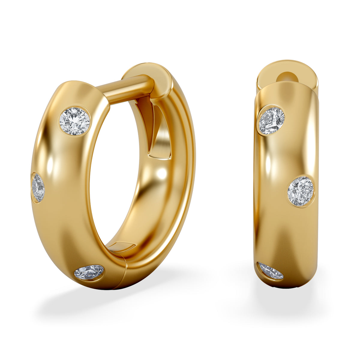 Seamless Lab Diamond Huggie Earrings 0.08ct in 18K Gold Vermeil – The ...