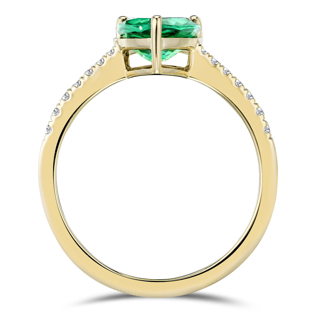 Astra 2.30ct Lab Emerald and Diamond Shoulder Set Pear Cut Ring in 18K ...